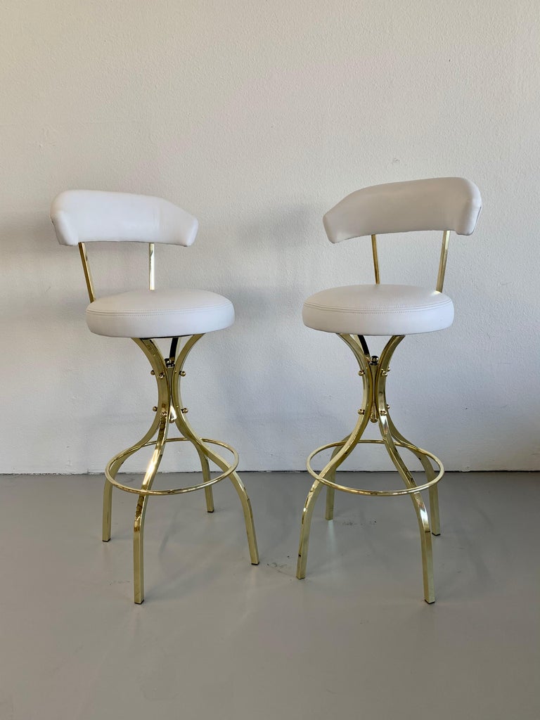 Frank Sinatra Brass Bar Stools by Charles Hollis Jones For Sale at 1stDibs