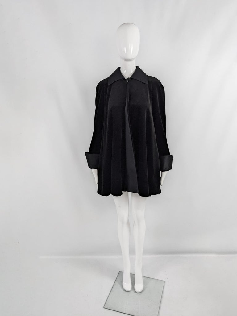 Frank Usher Vintage 80s Black Velvet Swing Trapeze Opera Evening Coat ...