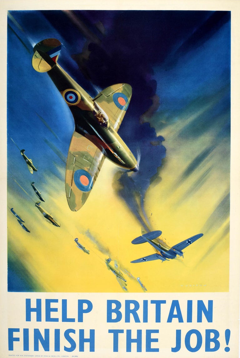 Frank Wootton - Original Vintage War Poster Help Britain Finish The Job ...
