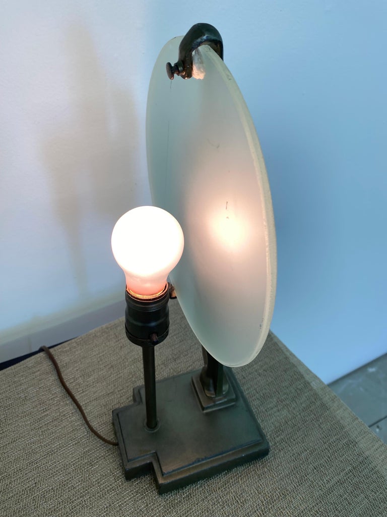 Frankart Frosted Glass Disc Lady Table Lamp For Sale at 1stDibs | can ...