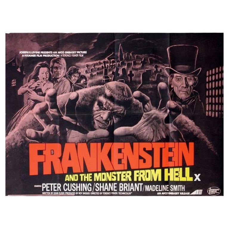 Frankenstein and The Monster from Hell, Unframed Poster, 1974 For Sale ...
