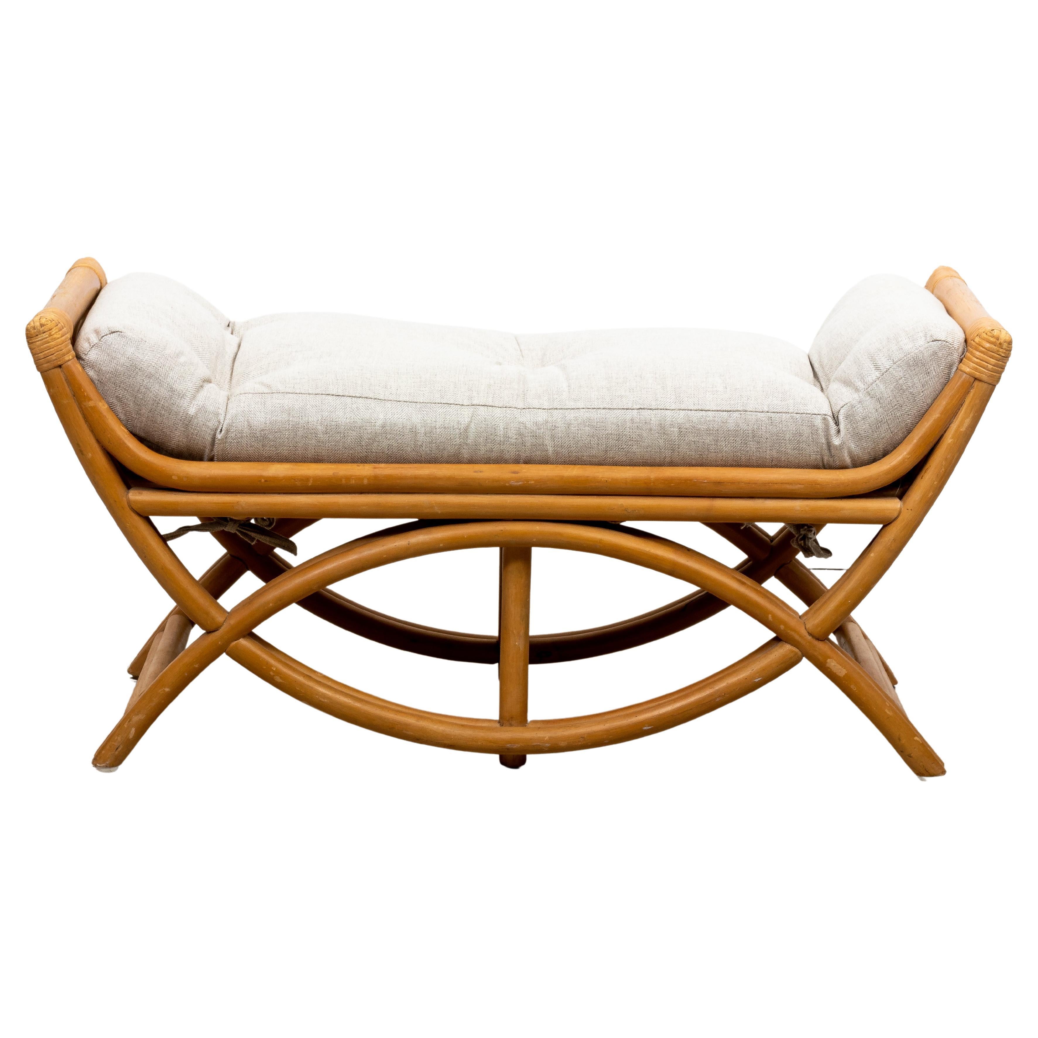 Rattan and Bamboo Bench at 1stDibs
