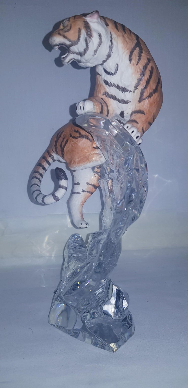 Franklin MInt Tiger Ice Lead Crystal Sculpture For Sale at 1stDibs