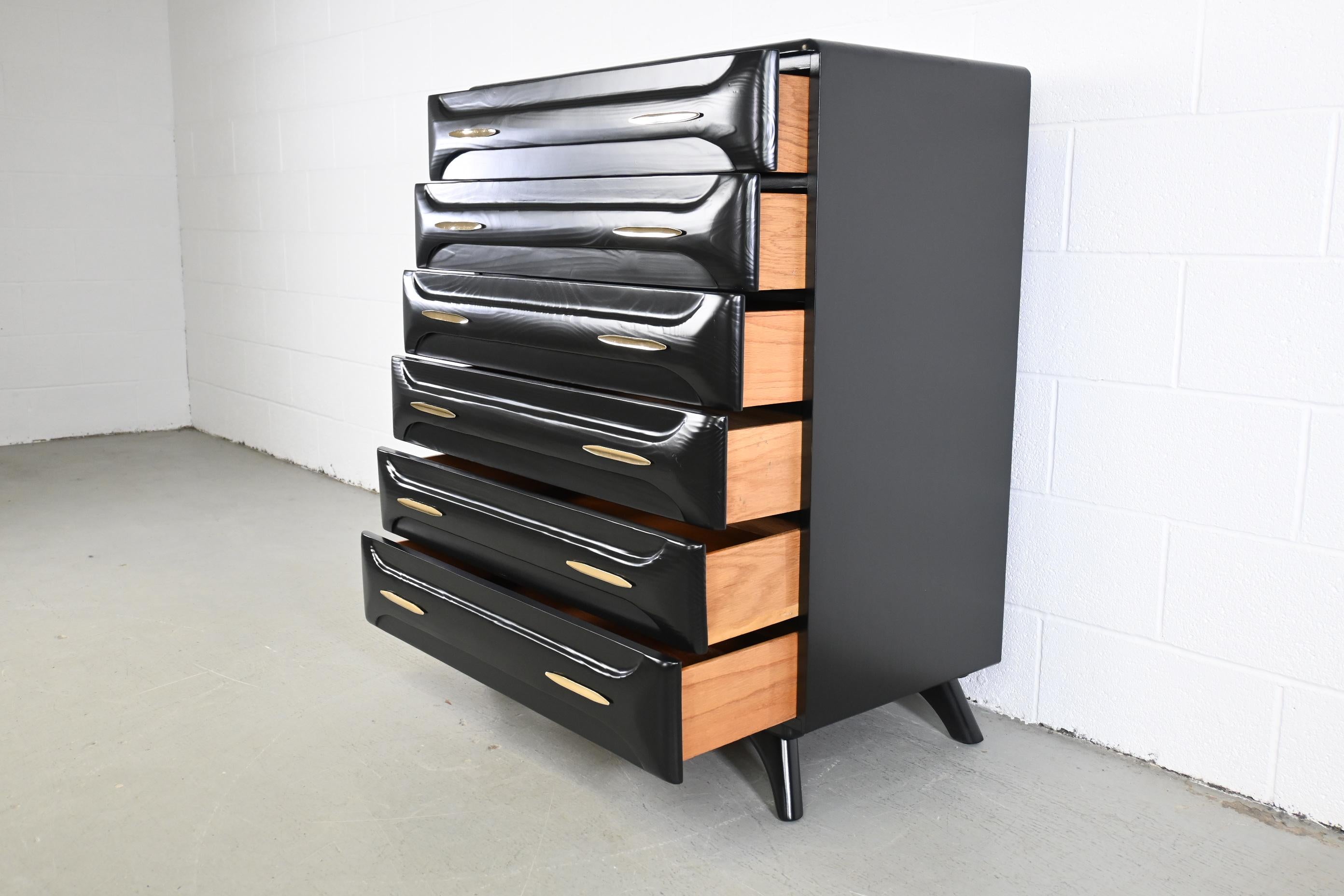 Franklin Shockey Mid Century Modern Sculpted Pine Highboy Dresser For ...