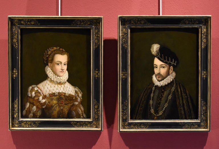 Portraits King Queen Paint 17/18th Century Oil on table Old master ...