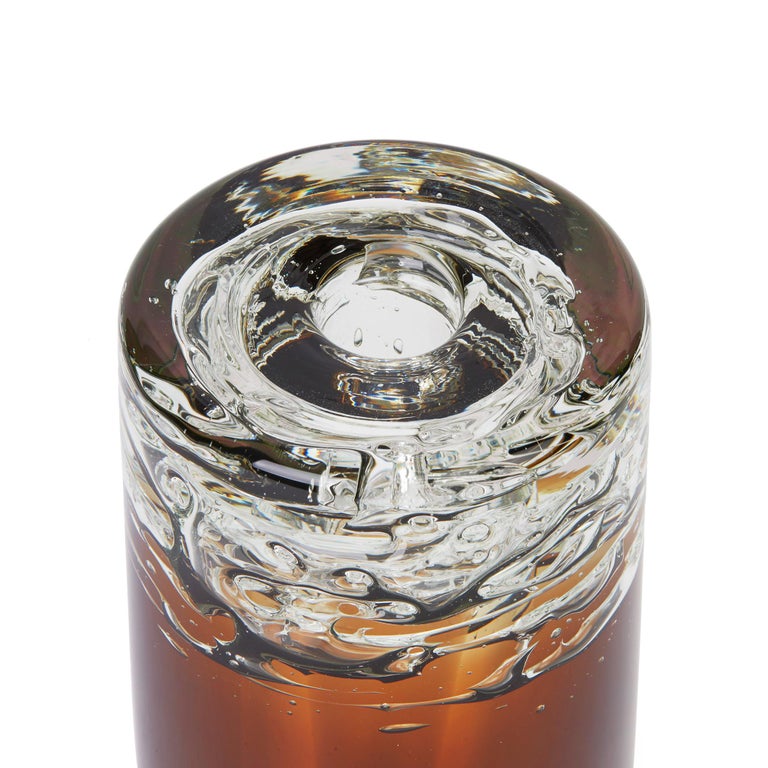 Frantisek Vizner for Skrdlovice Czech Cinnamon Art Glass Vase, circa ...