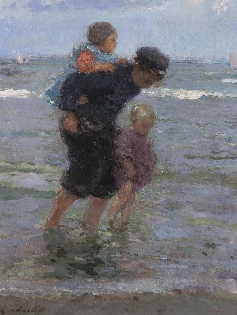 Frantz Charlet - Children Walking along the Beach at 1stDibs