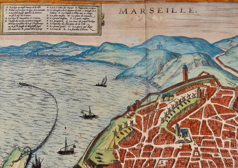 Franz Hogenberg - Map of Marseilles, France: A 16th Century Hand ...