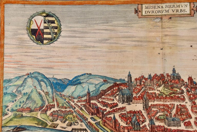 Franz Hogenberg - View of Meissen, Germany: A 16th Century Hand-colored ...