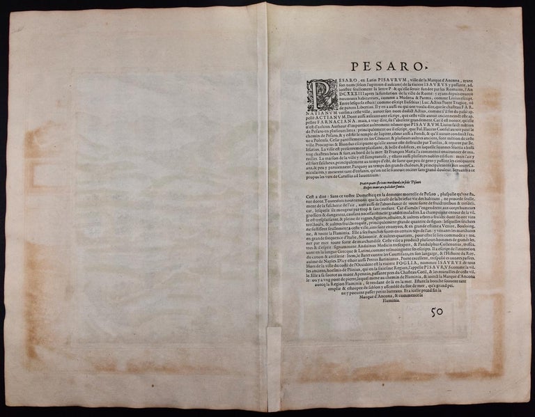 Franz Hogenberg - View of Pisaro, Italy: A 16th Century Hand-colored ...