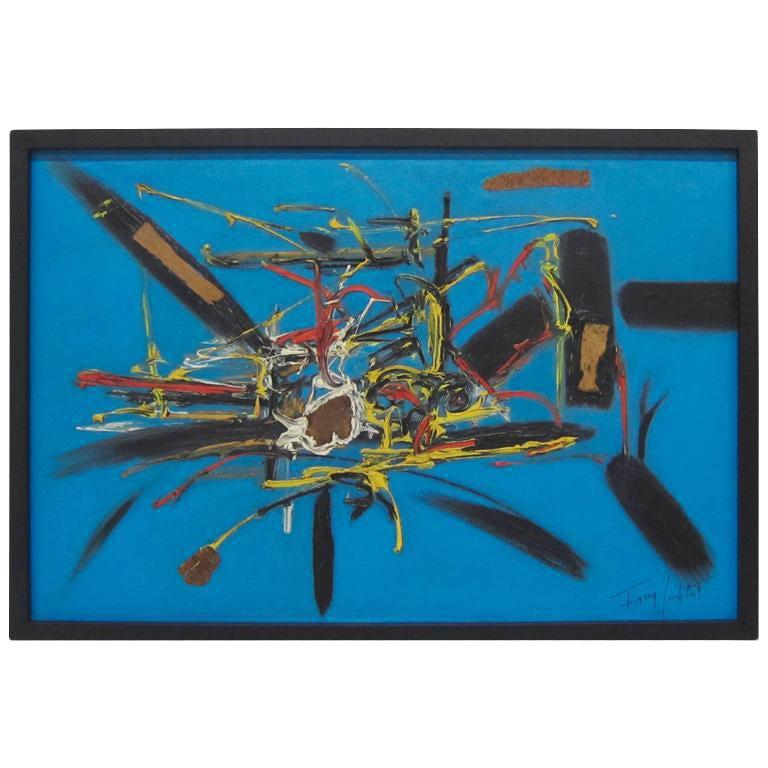 Franz Schlitt - Abstract Painting In Bright Blue Background By Franz ...