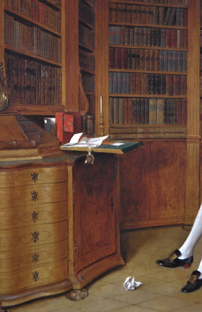 Franz Xaver Wolf - Genre oil painting of a gentleman reading in a ...