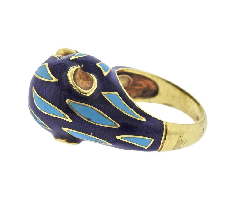 Frascarolo Enamel Gold Animal Motif Ring at 1stDibs