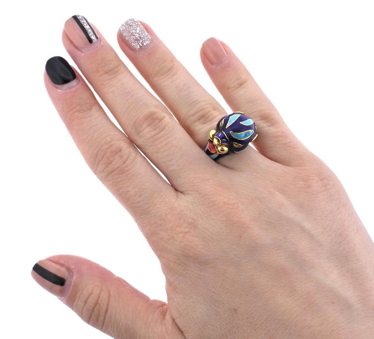 Frascarolo Enamel Gold Animal Motif Ring at 1stDibs