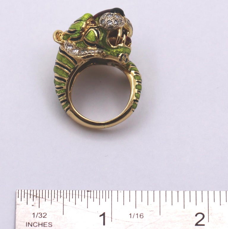 Frascarolo Enamel Tiger Ring with Ruby Eyes For Sale at 1stDibs | gold ...