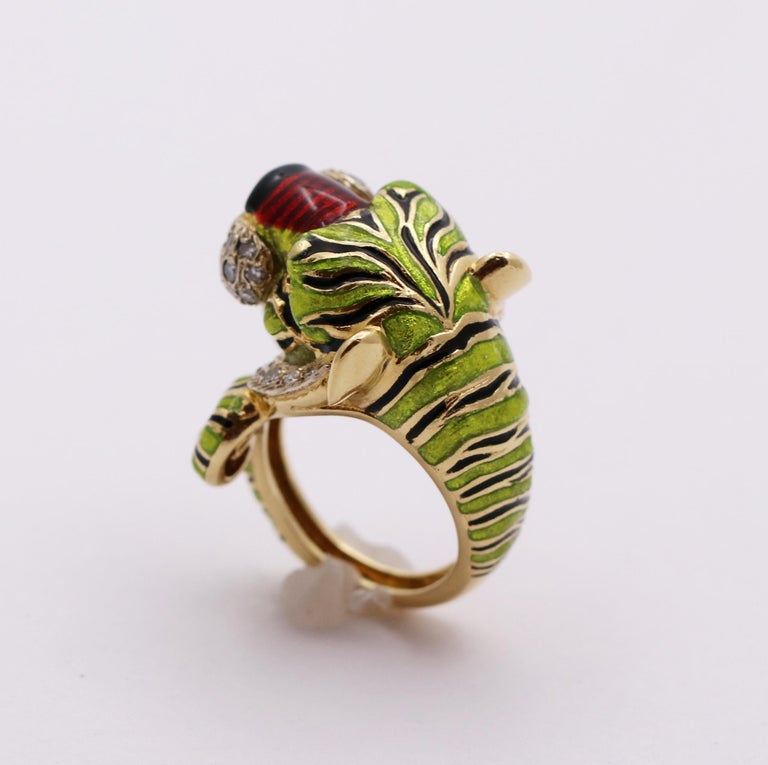 Frascarolo Enamel Tiger Ring with Ruby Eyes For Sale at 1stDibs | gold ...