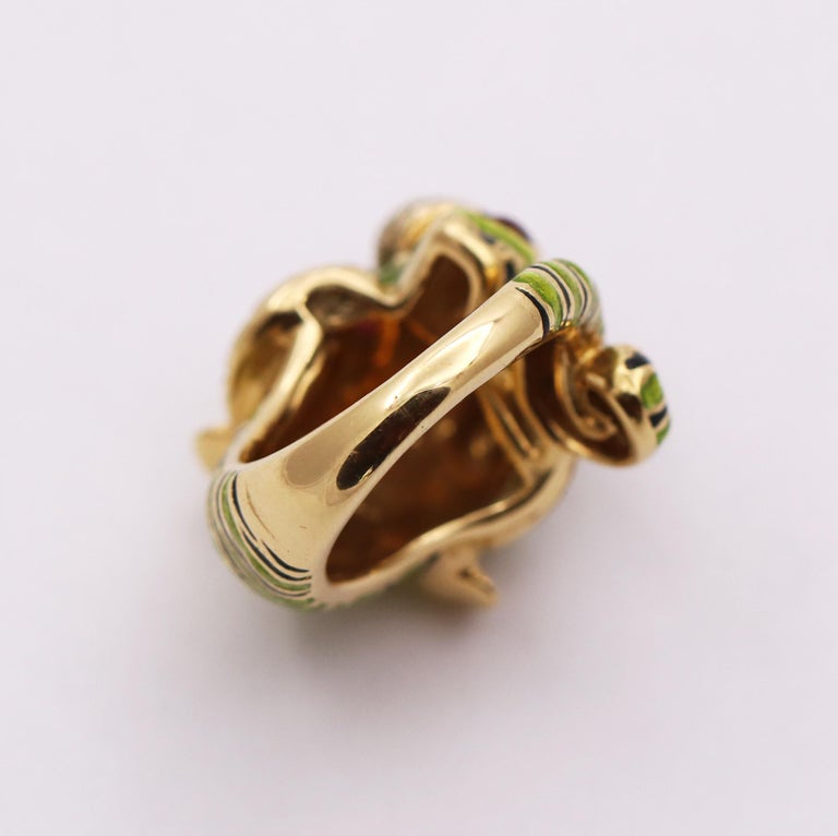 Frascarolo Enamel Tiger Ring with Ruby Eyes For Sale at 1stDibs | gold ...