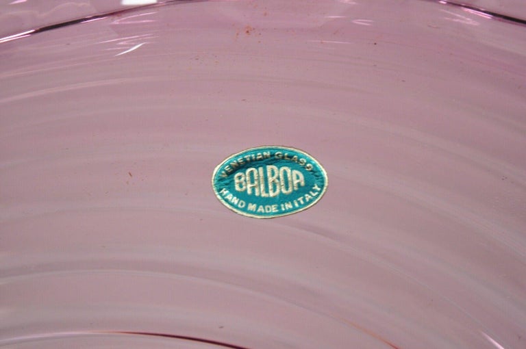 Fratelli Toso Balboa Venetian Blown Art Glass Pink Swirl Gold Flecks ...