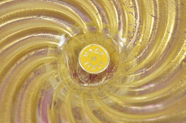 Fratelli Toso Balboa Venetian Blown Art Glass Pink Swirl Gold Flecks ...
