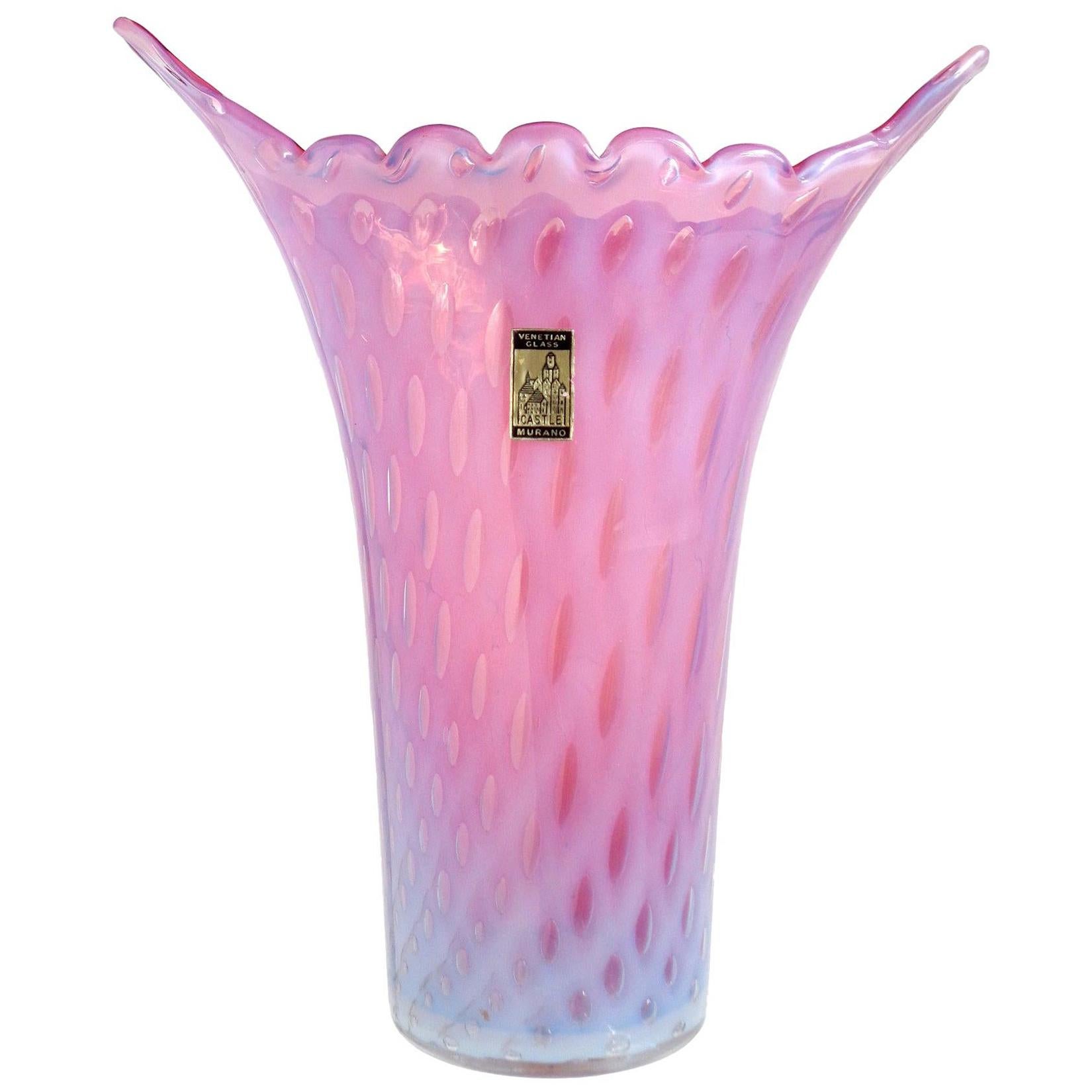 Murano Fratelli Toso Art Glass Stem Flower Vase For Sale at 1stDibs