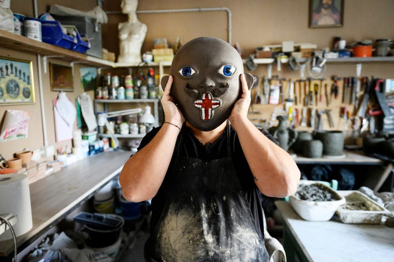 Freaklab Trio Masks Made Entirely by Hand in Ceramic For Sale at 1stDibs