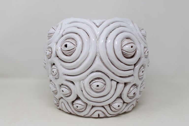 Freaklab Vase-Eyes Made Entirely by Hand in Ceramic, White Color For ...
