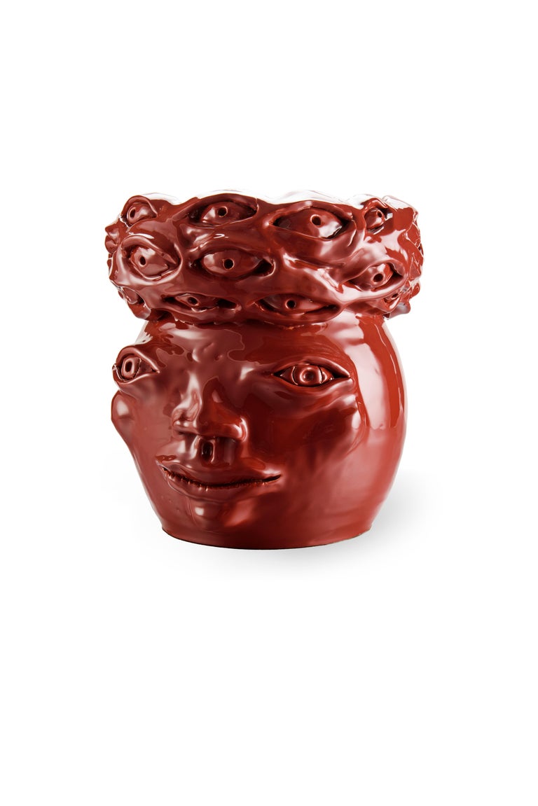 Freaklab vase made entirely by hand in ceramic, warm red color For Sale ...