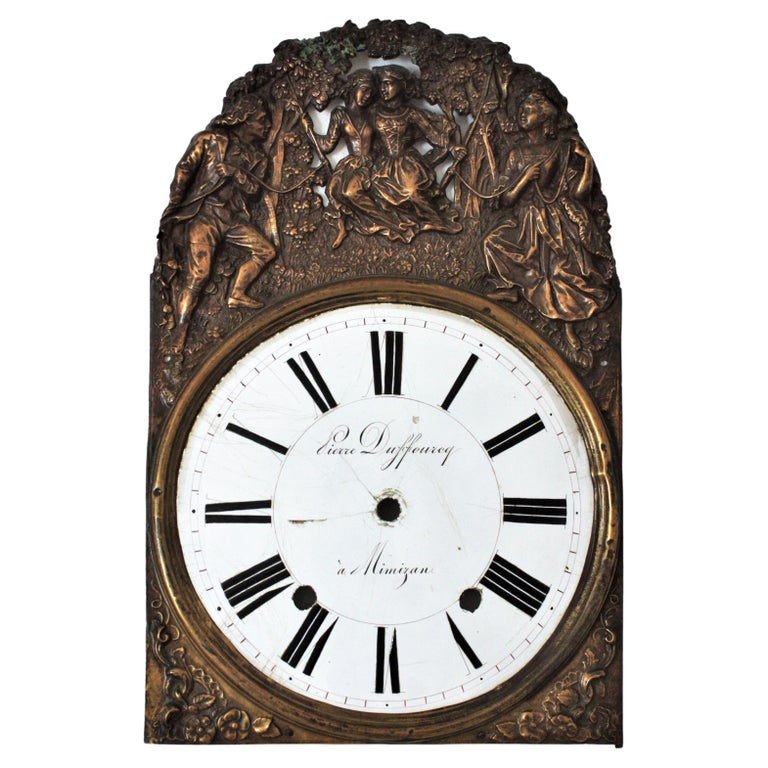Frech Brass Repoussé Wall Clock Front Wall Decoration For Sale at 1stDibs