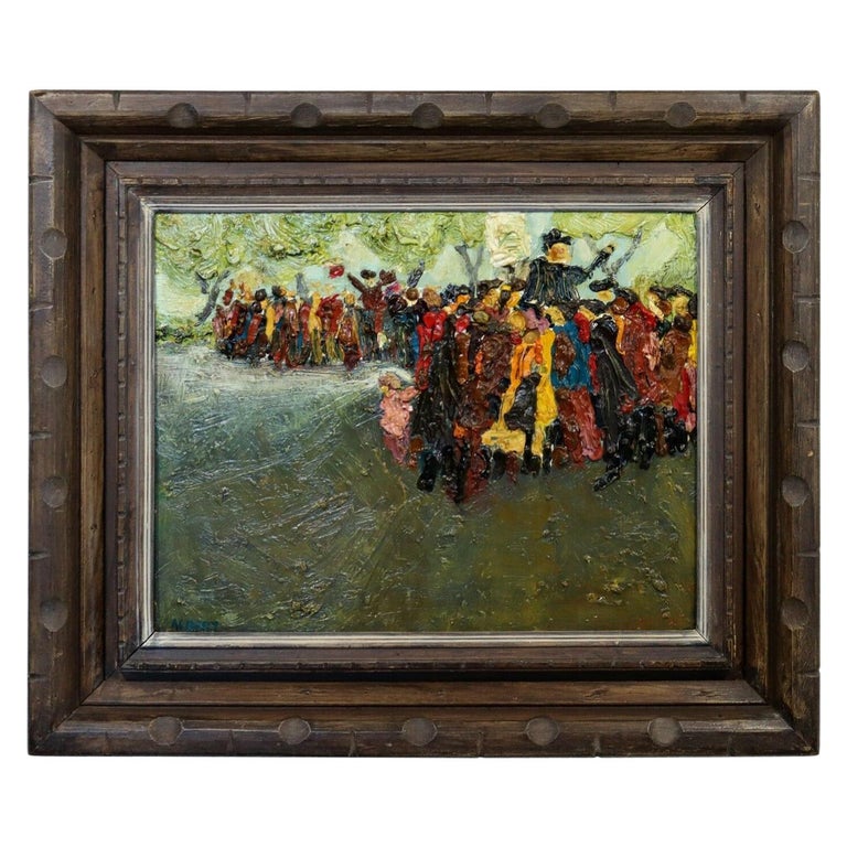 Fred Albert Signed Hyde Park Framed Oil on Board For Sale at 1stDibs