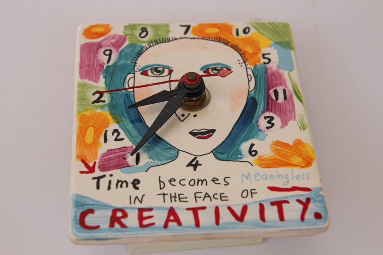 Fred Babb Vintage Ceramic Hand Painted Clock, Creativity at 1stDibs