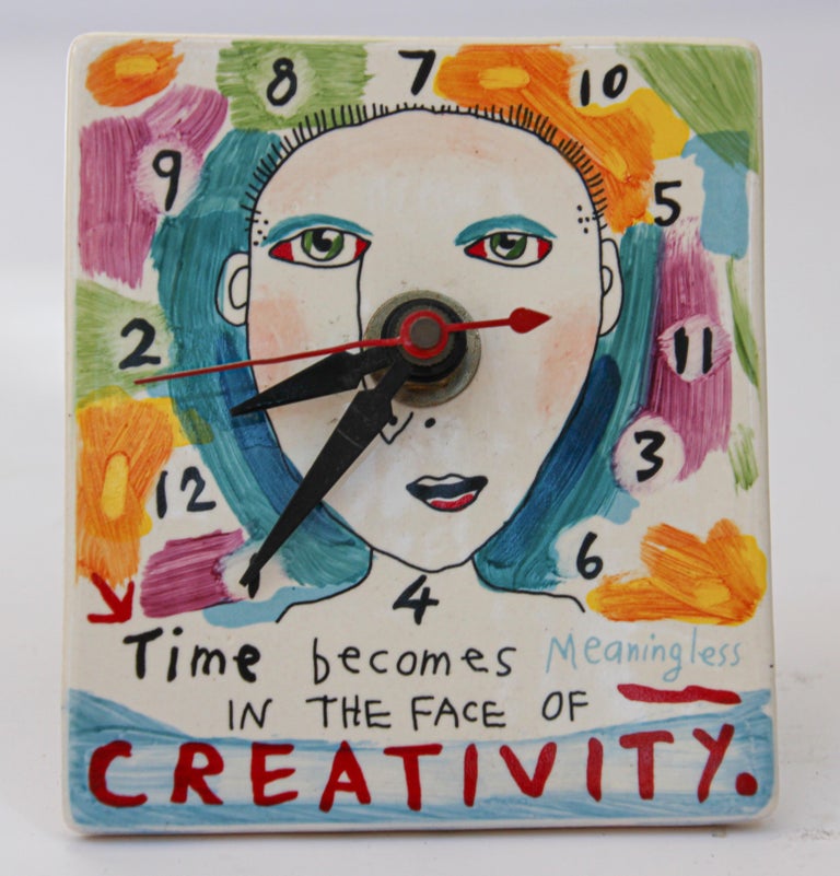 Fred Babb Vintage Ceramic Hand Painted Clock, Creativity at 1stDibs