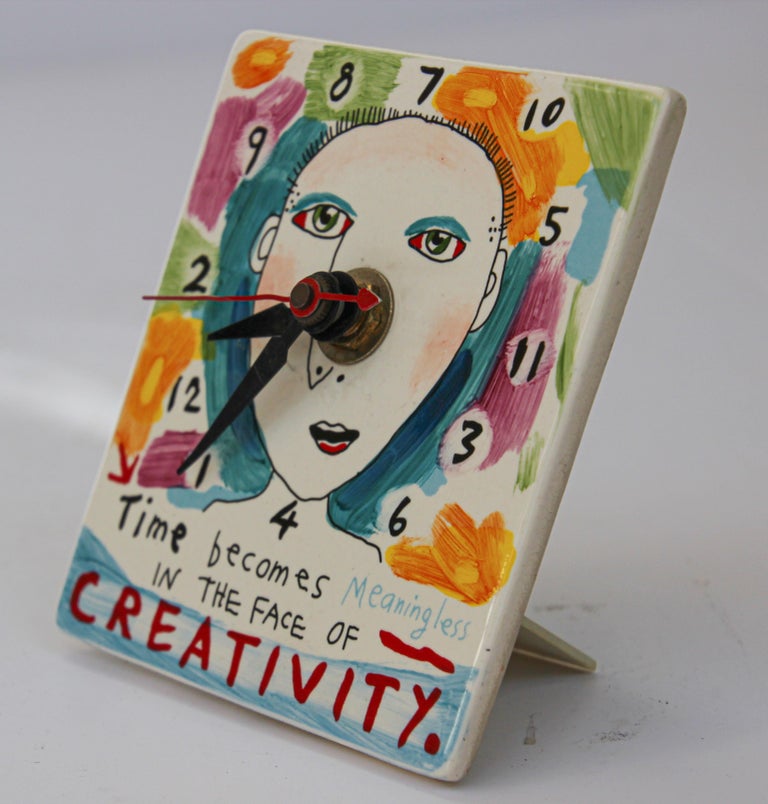 Fred Babb Vintage Ceramic Hand Painted Clock, Creativity at 1stDibs