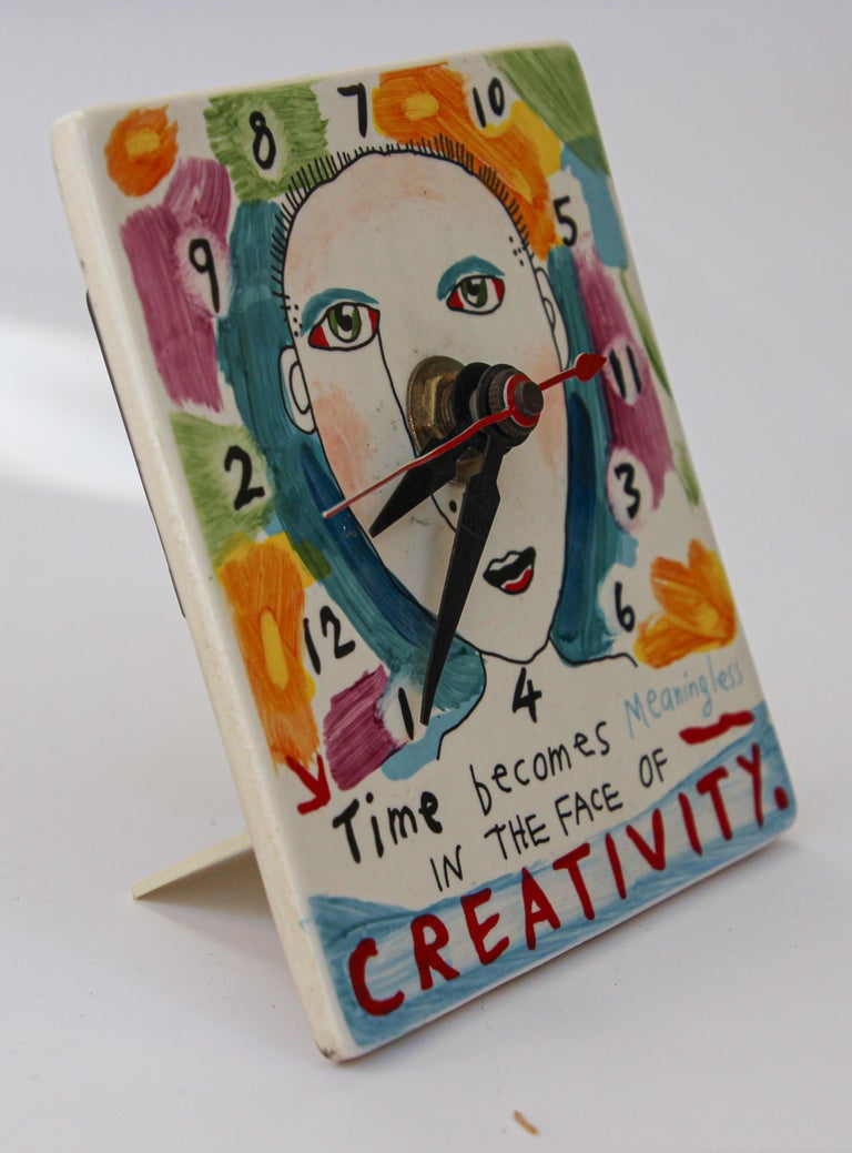 Fred Babb Vintage Ceramic Hand Painted Clock, Creativity at 1stDibs