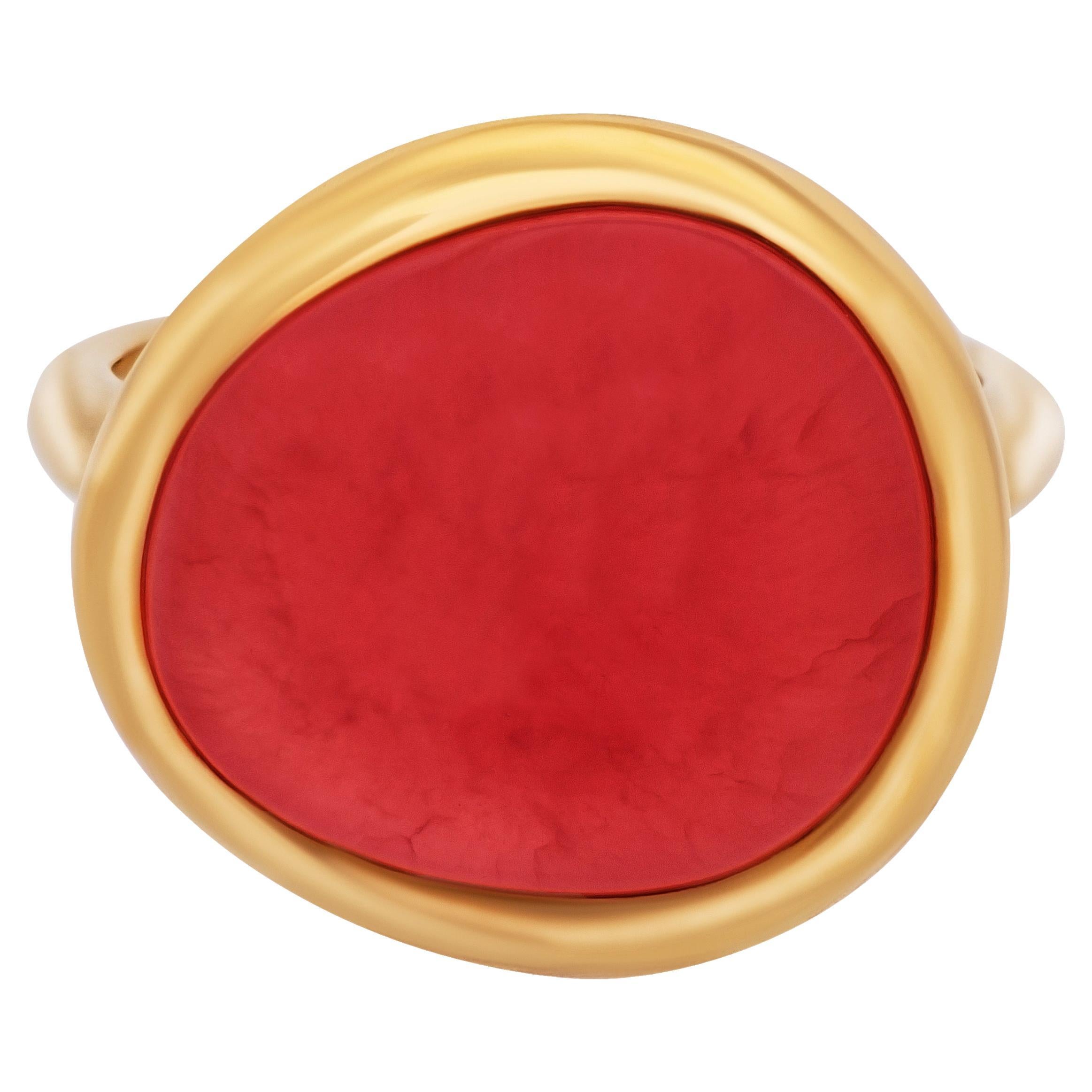 Fred Belles Rives 18k Rose Gold Rhodochrosite Band Ring For Sale at 1stDibs