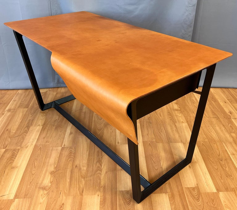 "Fred" Desk by Roberto Lazzeroni for Poltrona Frau, Leather Top Surface ...