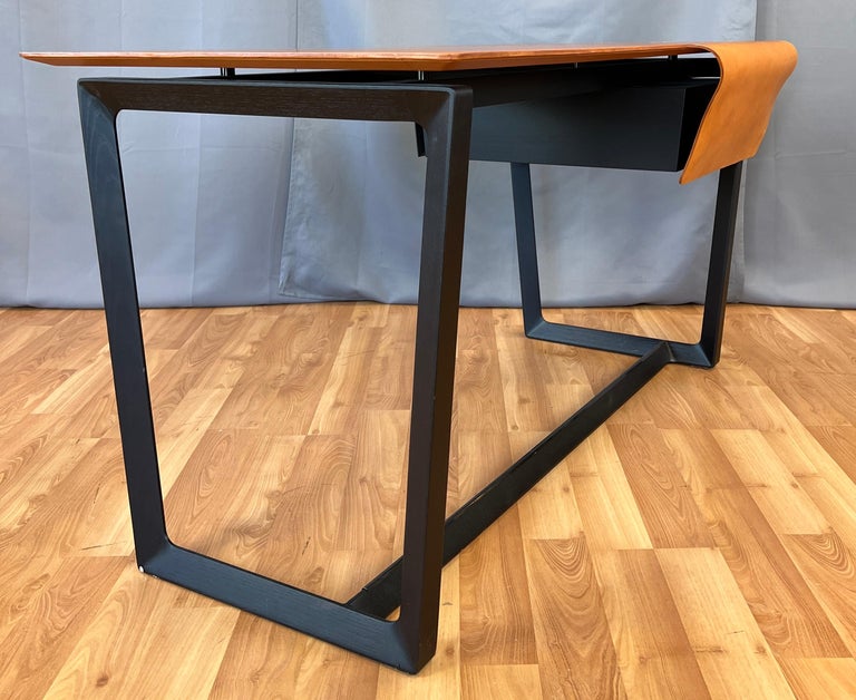"Fred" Desk by Roberto Lazzeroni for Poltrona Frau, Leather Top Surface ...