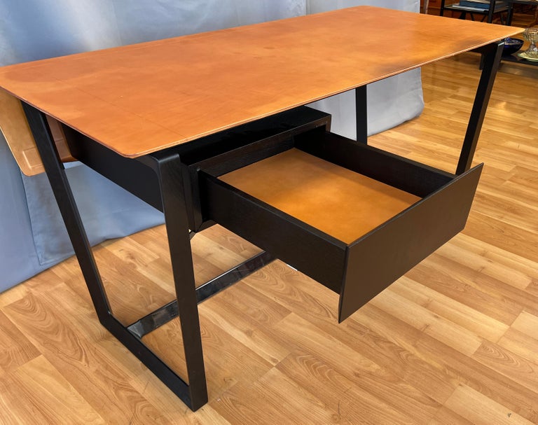 "Fred" Desk by Roberto Lazzeroni for Poltrona Frau, Leather Top Surface ...