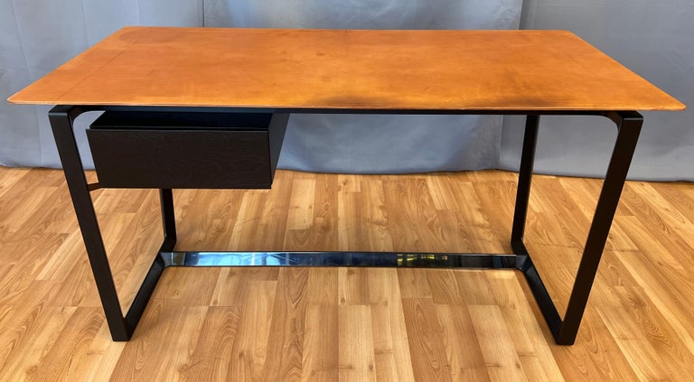 "Fred" Desk by Roberto Lazzeroni for Poltrona Frau, Leather Top Surface ...