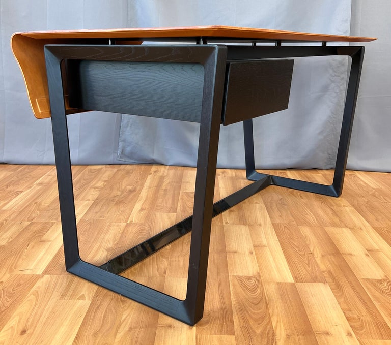 "Fred" Desk by Roberto Lazzeroni for Poltrona Frau, Leather Top Surface ...