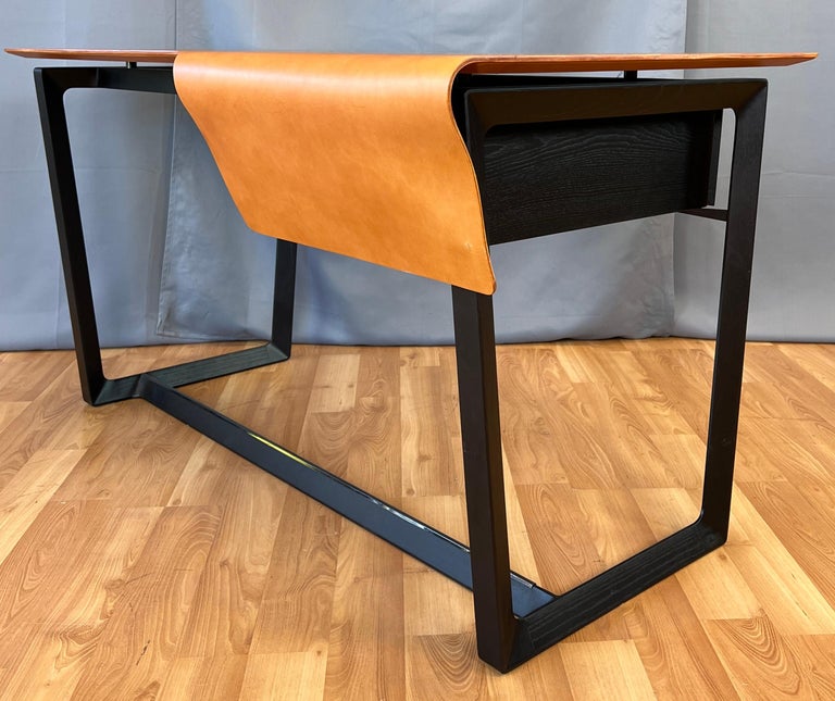 "Fred" Desk by Roberto Lazzeroni for Poltrona Frau, Leather Top Surface ...
