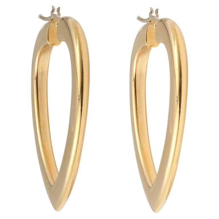 Fred Heart Creole Hoop Earrings 18K Yellow Gold For Sale at 1stDibs