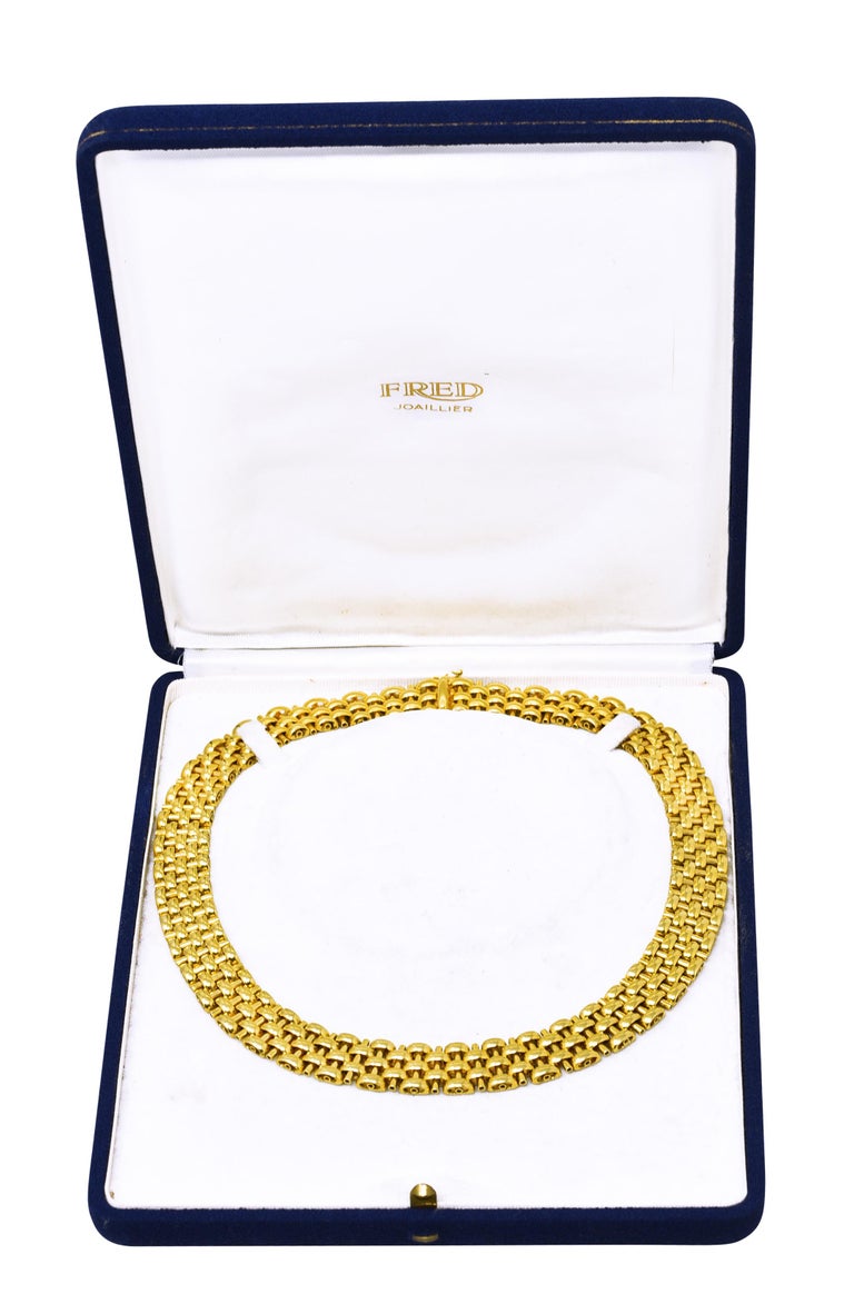 Fred Joaillerie 1960's 18 Karat Yellow Gold Woven Link Vintage Collar ...