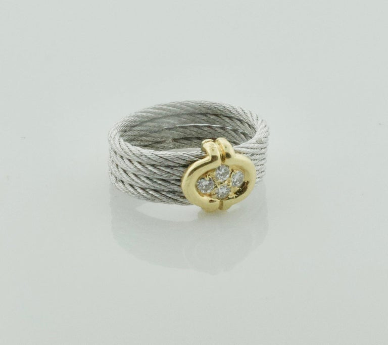 Fred Joaillier Force Ten Diamond Ring in Steel and 18 Karat, circa ...
