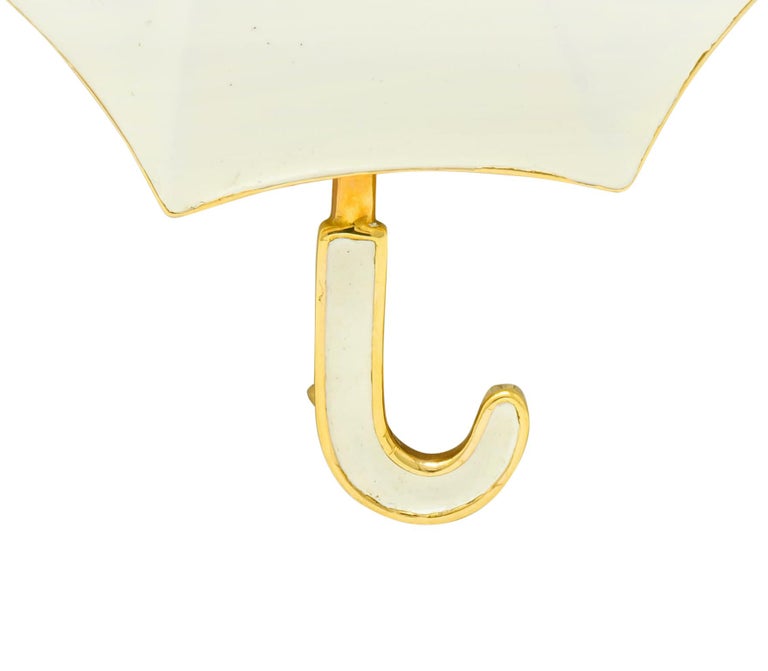 Fred Joaillier French Retro Sapphire 18 Karat Gold Enamel Umbrella ...
