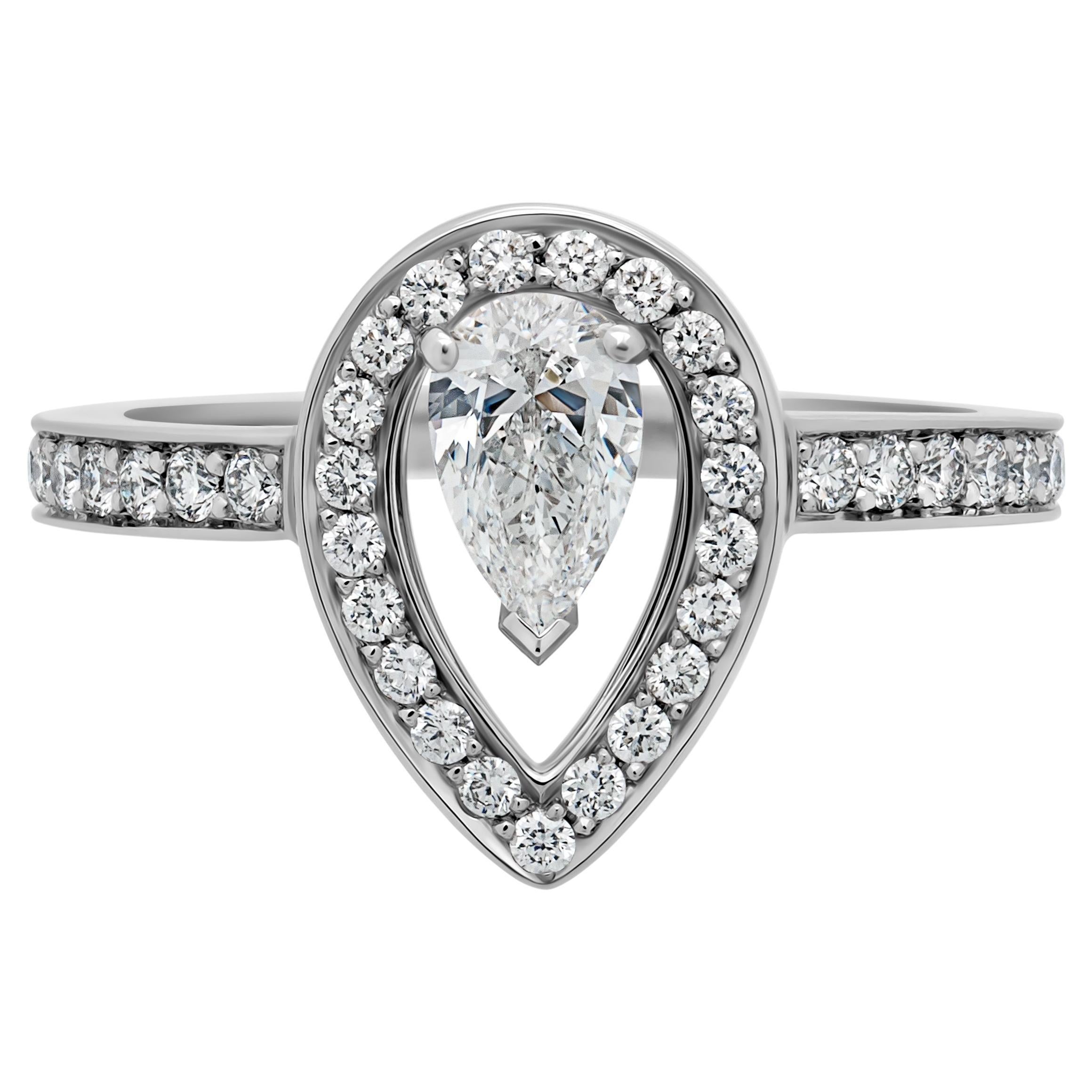 Fred Lovelight Platinum Pear Cut Center Diamond Ring For Sale at 1stDibs