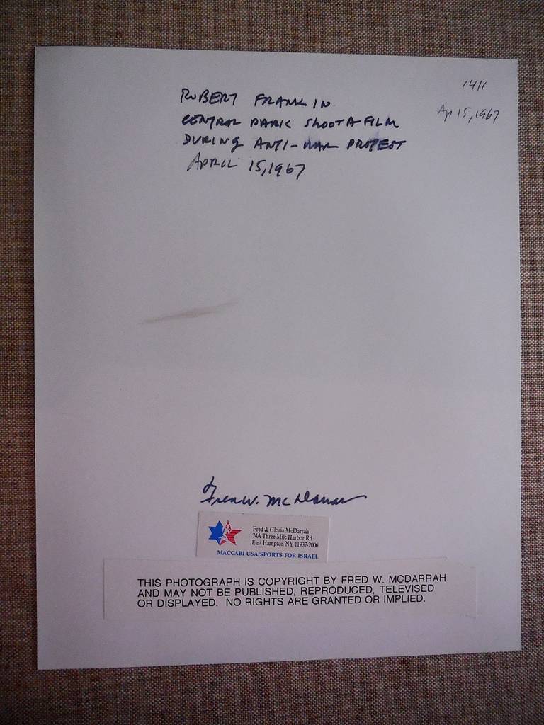 Fred McDarrah - Vintage Silver Gelatin Photograph Robert Frank For Sale at 1stDibs