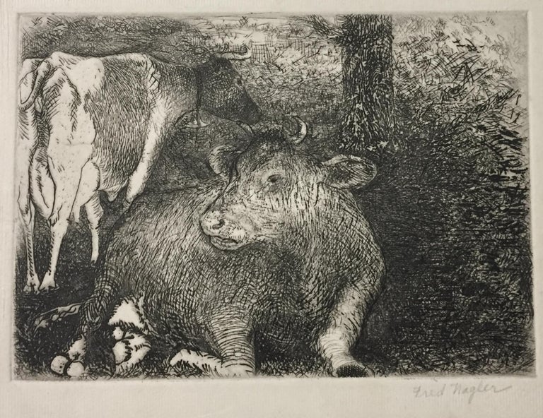 Fred Nagler - Fred Nagler, (Cows in a Pasture) For Sale at 1stDibs