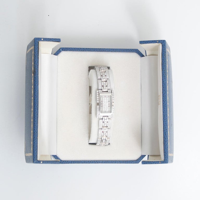 Fred of Paris 18 Karat White Gold Pave Diamond Ladies Watch For Sale at ...