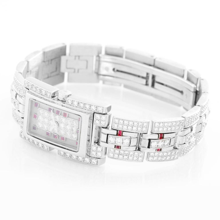 Fred of Paris 18 Karat White Gold Pave Diamond Ladies Watch For Sale at ...