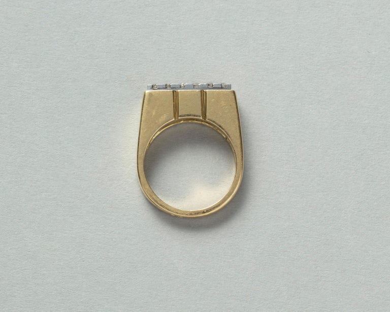 Fred of Paris Diamond and Gold Rectangular Ring For Sale at 1stDibs